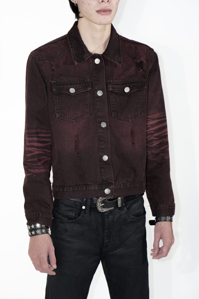 Red Wine Distressed Denim Jacket – Chivalry